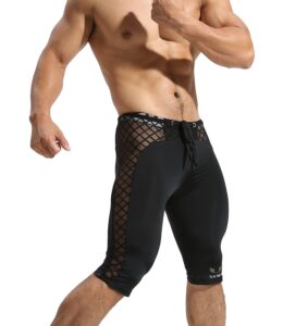 mizok men's soft mesh jammer swim suit with drawstring black,l