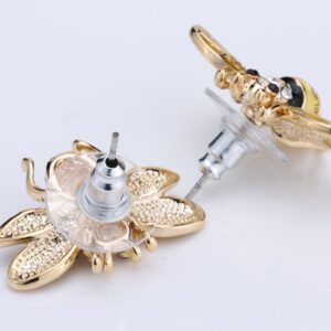 YACQ Honey Bee Stud Earrings Crystal Costume Jewelry for Women Teen-Girls