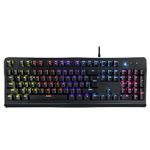 Inland ProHT Rainbow LED Backlit USB Wired Keyboard with Blue Switches,Durable ABS Keycaps/Anti-Ghosting/Spill-Resistant Mechanical Keyboard for PC Mac Xbox Gamer