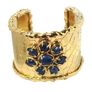 de buman 14k gold plated cuff bracelet (dumortierite)