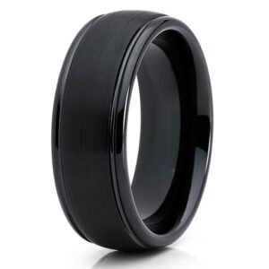 silly kings 8mm black tungsten carbide wedding band men & women comfort fit ring 12