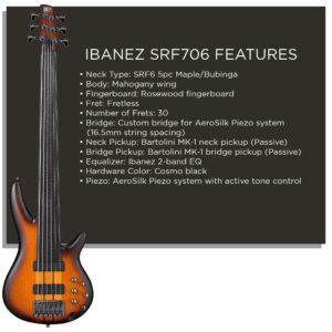 Ibanez SRF706 - Brown Burst Flat