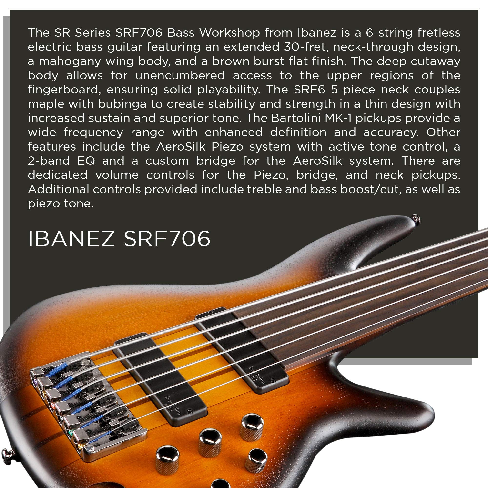 Ibanez SRF706 - Brown Burst Flat