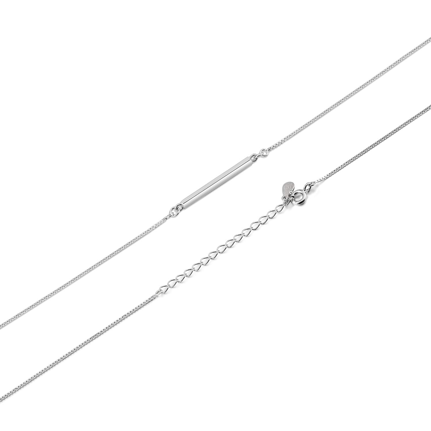 CISHOP Minimalist Balance Sterling Silver Bar Pendant Necklace for Women