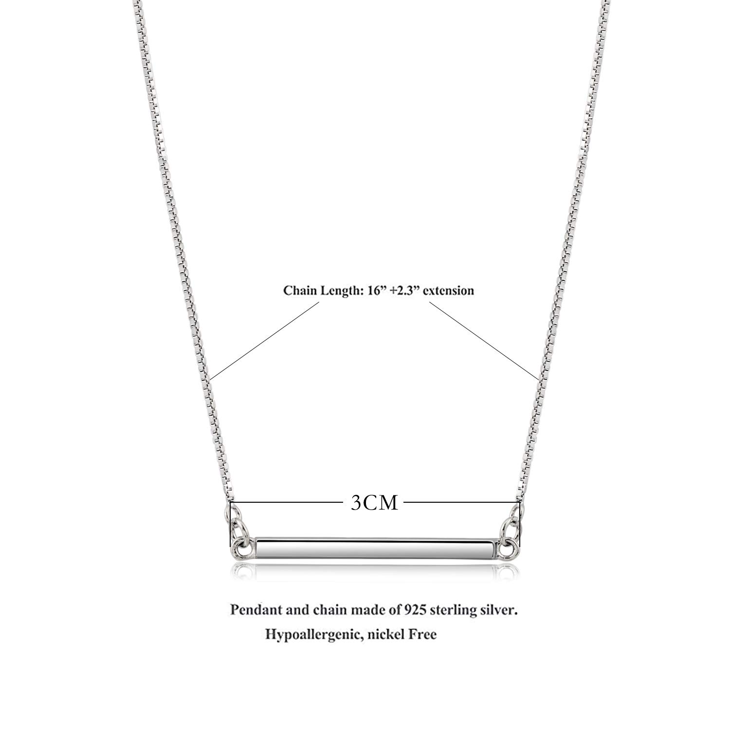 CISHOP Minimalist Balance Sterling Silver Bar Pendant Necklace for Women