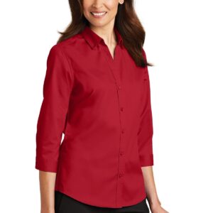 Port Authority Ladies 3/4-Sleeve SuperPro Twill Shirt Rich Red