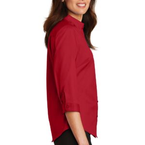 Port Authority Ladies 3/4-Sleeve SuperPro Twill Shirt Rich Red