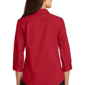 Port Authority Ladies 3/4-Sleeve SuperPro Twill Shirt Rich Red