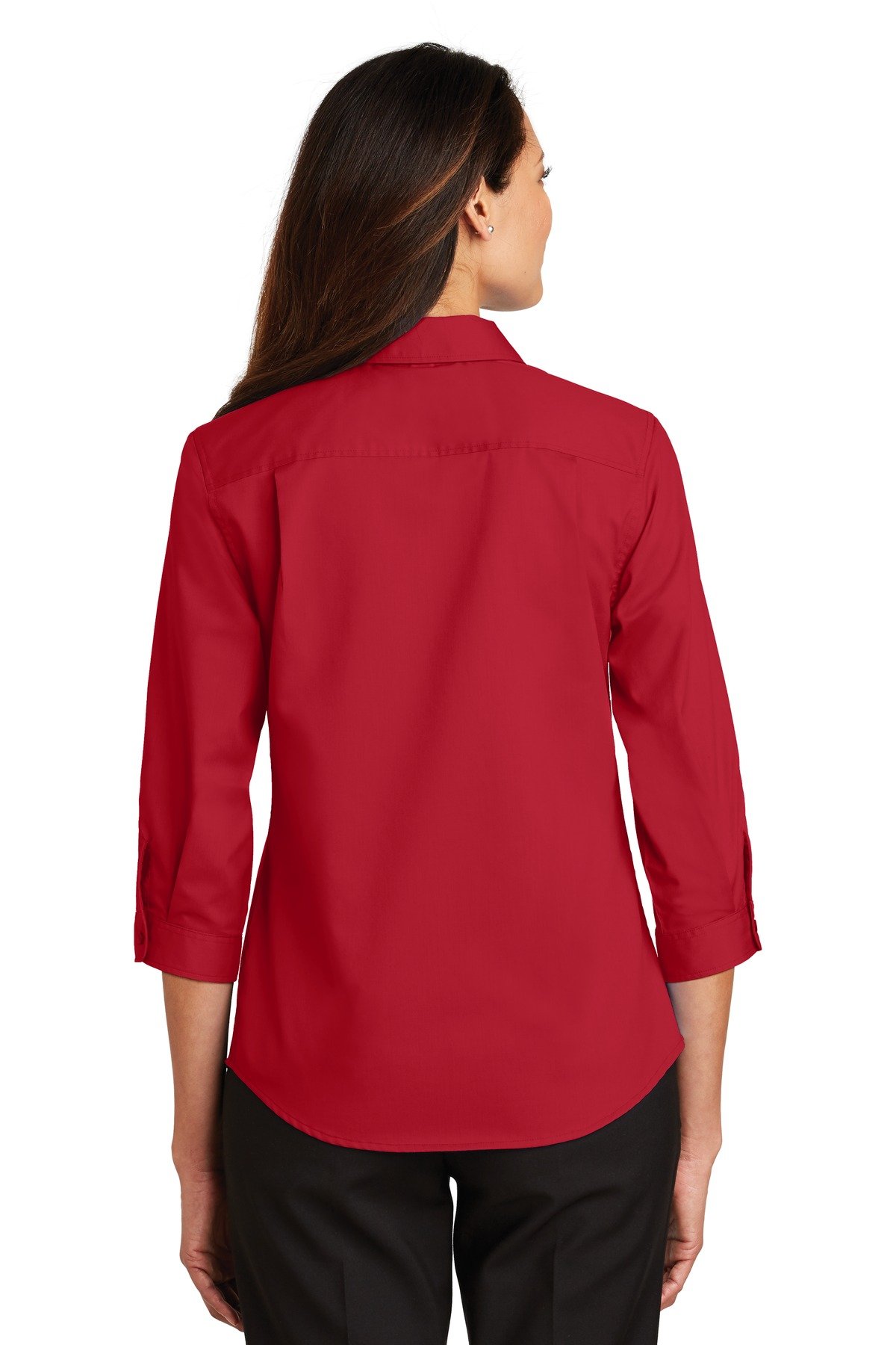 Port Authority Ladies 3/4-Sleeve SuperPro Twill Shirt Rich Red