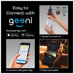 Geeni LED Wi-Fi Smart Bulb Works with Alexa and Google Home, A21 Dimmable,1050 Lumens, 2700K, 11W (75W Equivalent) 2.4Ghz WiFi