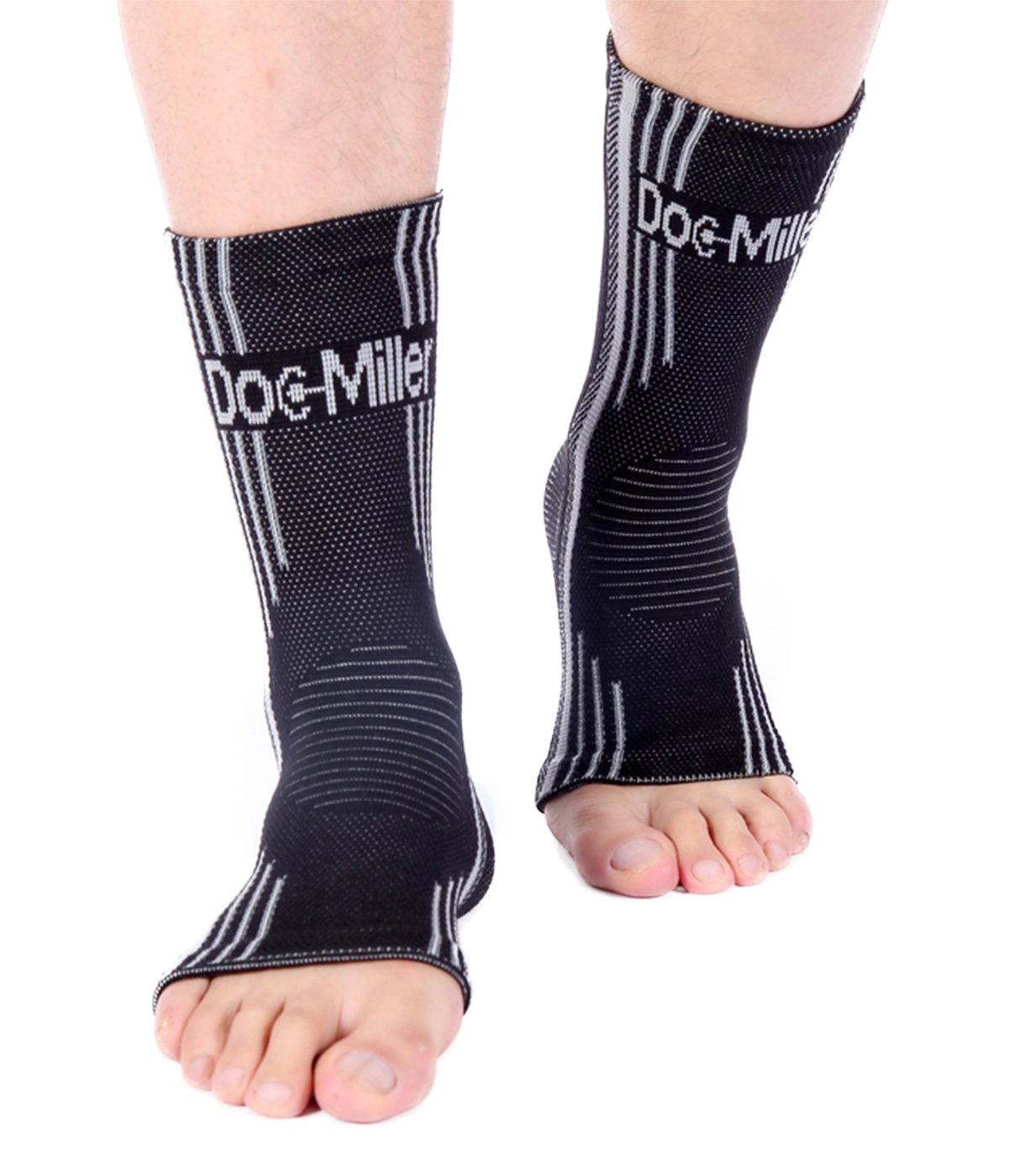 Doc Miller - Ankle Brace for Sprained Ankles, Achilles Tendonitis, Compression Support Sleeves for Women & Men, Best Brace for Pain Relief, Stability & Plantar Fasciitis Sock, 1 Pair, Gray, Large