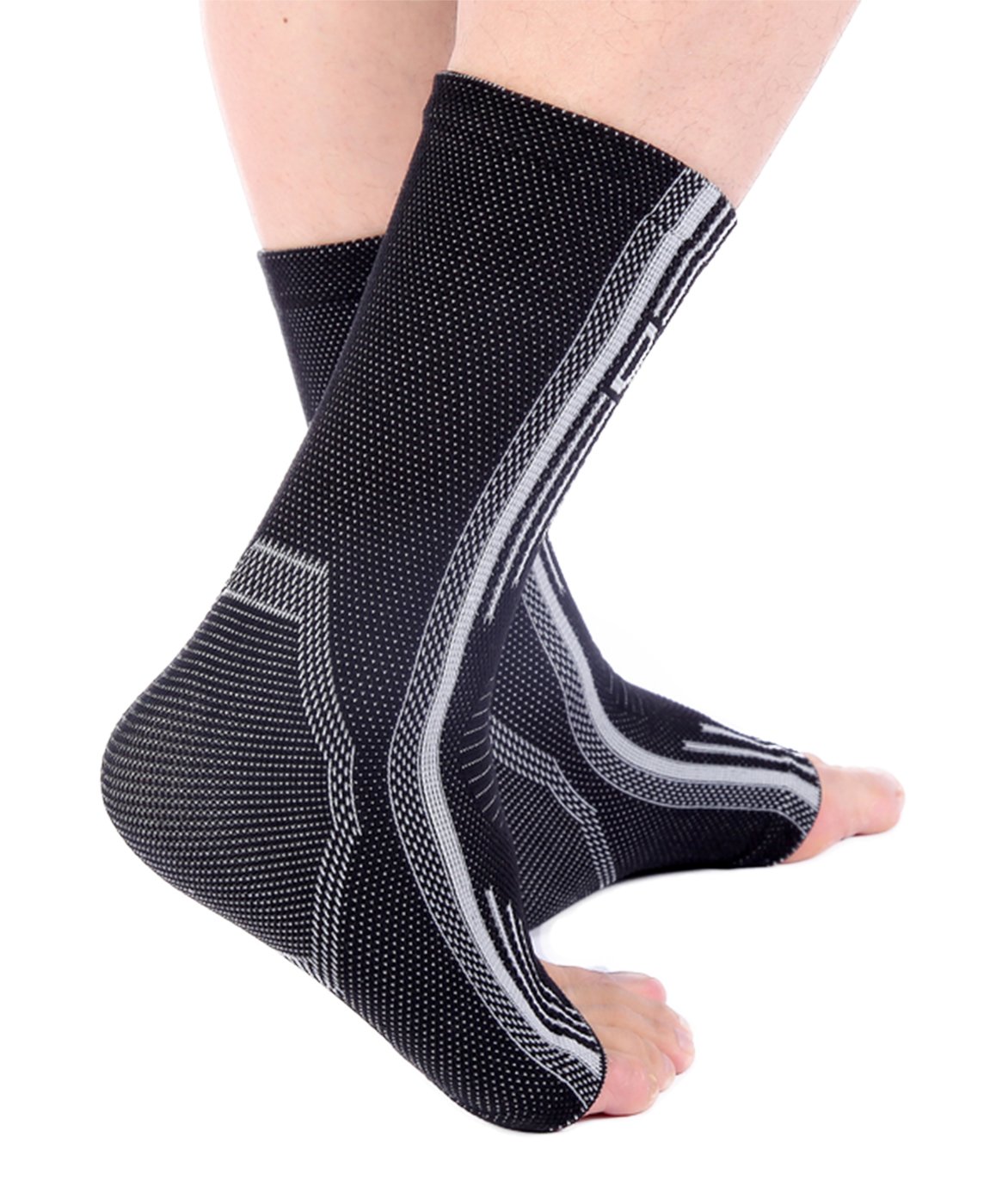 Doc Miller - Ankle Brace for Sprained Ankles, Achilles Tendonitis, Compression Support Sleeves for Women & Men, Best Brace for Pain Relief, Stability & Plantar Fasciitis Sock, 1 Pair, Gray, Large