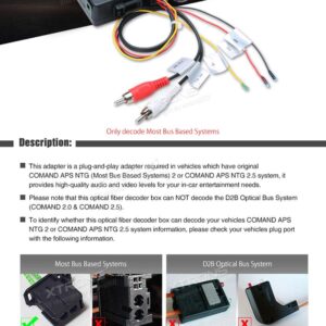 XTRONS Optical Fiber Decoder Box Head Unit Replacement for Mercedes-Benz ML/GL/R Series