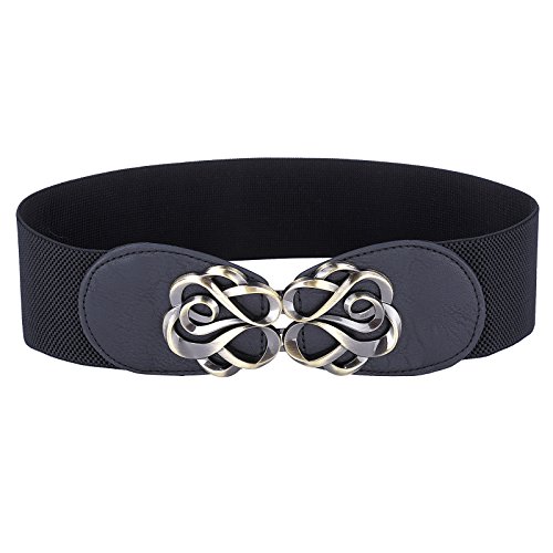 GRACE KARIN Belle Accessories Womens Floral Elastic Stretch Waist Belt Plus Size XX-Large, Black (CL0413-1)