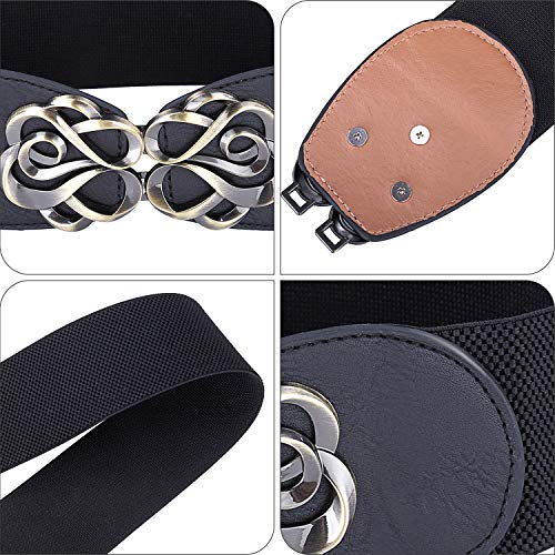 GRACE KARIN Belle Accessories Womens Floral Elastic Stretch Waist Belt Plus Size XX-Large, Black (CL0413-1)