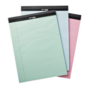 pen+gear 8.5" x 11.75" pastel legal pads (green, blue, pink)