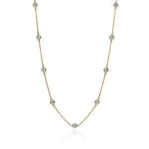 nyc sterling women gold plated sterling silver 3mm round cubic zirconia station necklace 16"-30" (20)