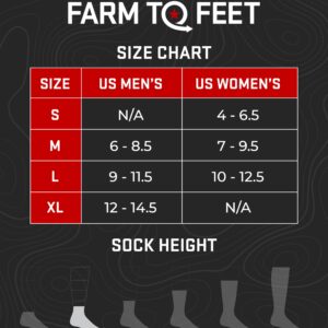 Farm to Feet Men's Damascus Lightweight Elite Hiking 1/4 Crew Merino Wool Socks, Black, Large