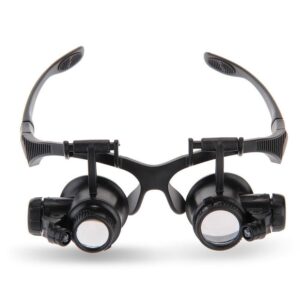 tmango magnifying glasses, jewelry loupe, eyewear miniature magnifying glass loop, 10x 15x 20x 25x magnifier headset hands free with led lights