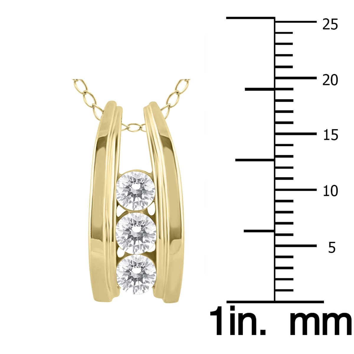 1/2 Carat TW Three Stone Diamond Ladder Pendant in 10k Yellow Gold (K-L Color, I2-I3 Clarity)