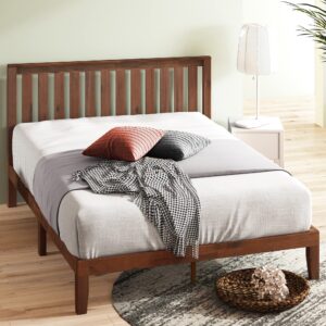 zinus vivek wood platform bed frame with headboard, wood slat support, no box spring needed, easy assembly, full