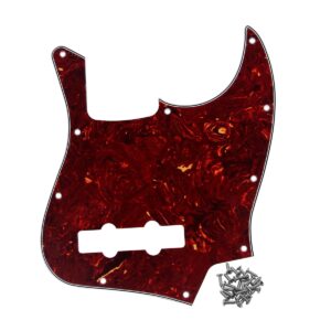 fleor 10 hole jazz bass pickguard scratch plate pick guards for 4 strings american/mexican standard jazz bass part, 4ply red tortoise shell