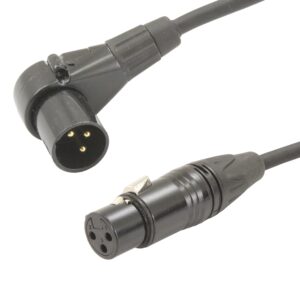 mcsproaudio male to female xlr cable with black connectors 20 ft foot feet, right-m to straight-f