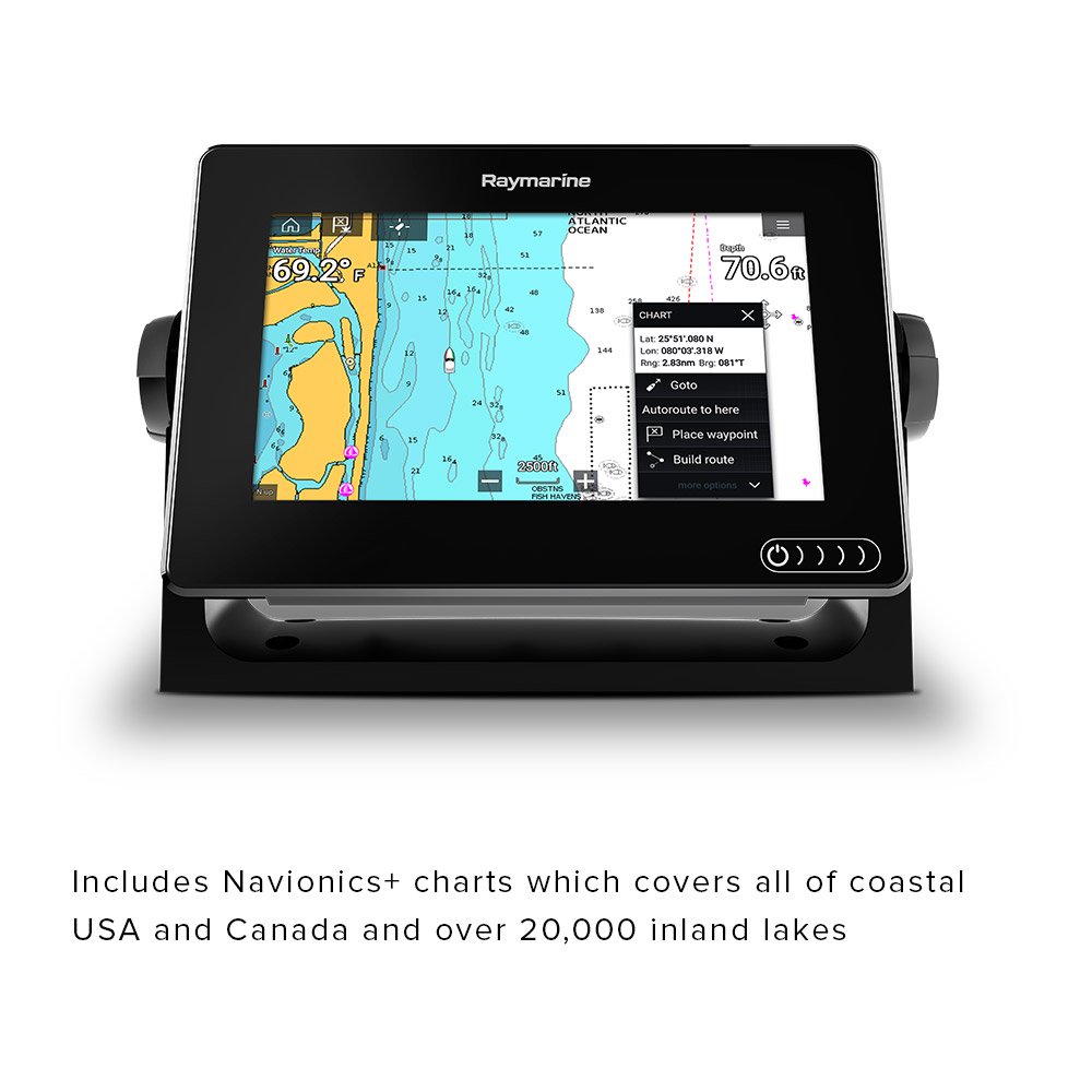 Raymarine Axiom 7 Fish Finder with Built in GPS, WiFi, Chirp Sonar and Downvision with Transducer and Navionics+, 7" (E70364-02-NAG)