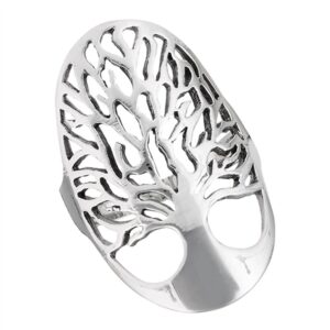 high polish filigree tree of life wide ring .925 sterling silver band size 10