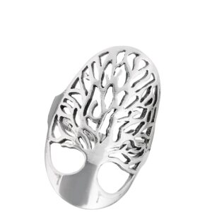 High Polish Filigree Tree of Life Wide Ring .925 Sterling Silver Band Size 10