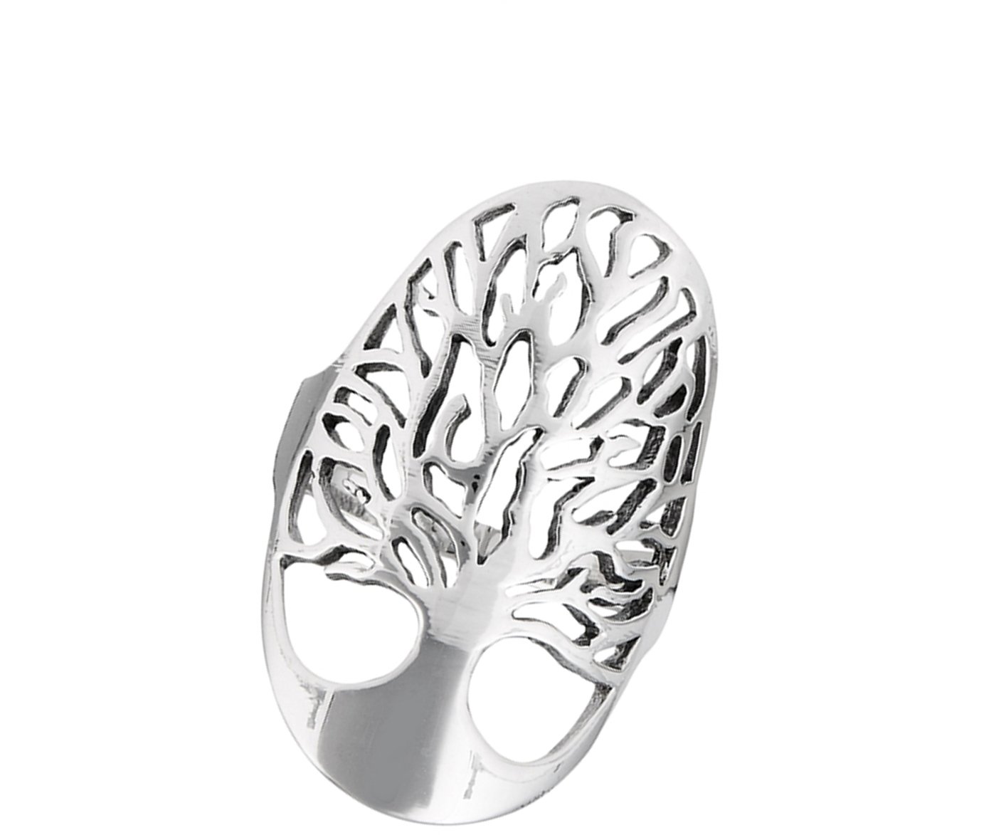 High Polish Filigree Tree of Life Wide Ring .925 Sterling Silver Band Size 10