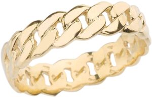 14k yellow gold 5mm wide cuban link chain band celtic fashion or wedding ring - size 9-1/2