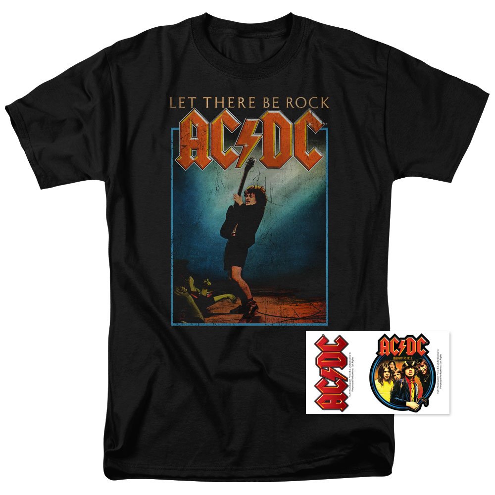 ACDC Let There Be Rock Album T Shirt & Stickers (XXX-Large) Black