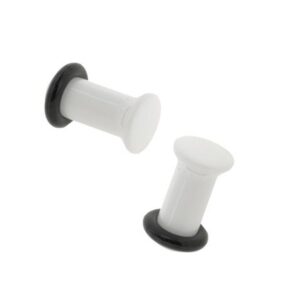 urban body jewelry 8 gauge (8g - 3mm) white acrylic single flare ear plugs gauges - 2 pieces