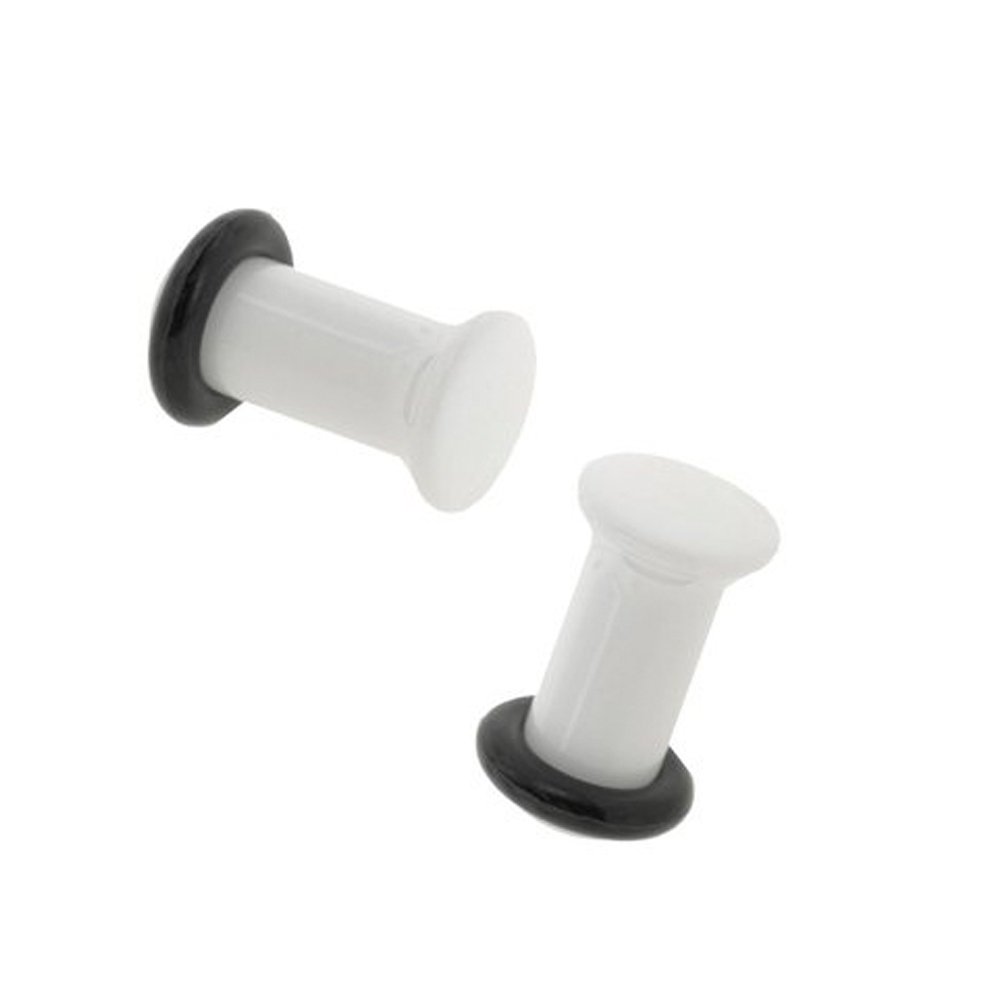 Urban Body Jewelry 8 Gauge (8G - 3mm) White Acrylic Single Flare Ear Plugs Gauges - 2 Pieces