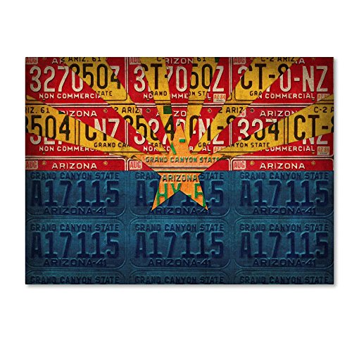 Arizona State Flag License Plates by Design Turnpike, 24x32-Inch Canvas Wall Art