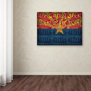 Arizona State Flag License Plates by Design Turnpike, 24x32-Inch Canvas Wall Art