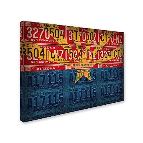 Arizona State Flag License Plates by Design Turnpike, 24x32-Inch Canvas Wall Art