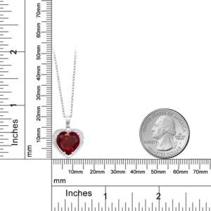 Gem Stone King 925 Sterling Silver Created Ruby Pendant Necklace For Women (4.25 Cttw, Heart Shape 10MM, With 18 Inch Silver Chain)