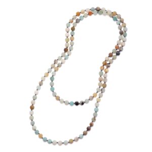 aobei pearl long beaded necklace 8mm gemstone amazonite endless barse chakra handmade jewelry for women 47’’