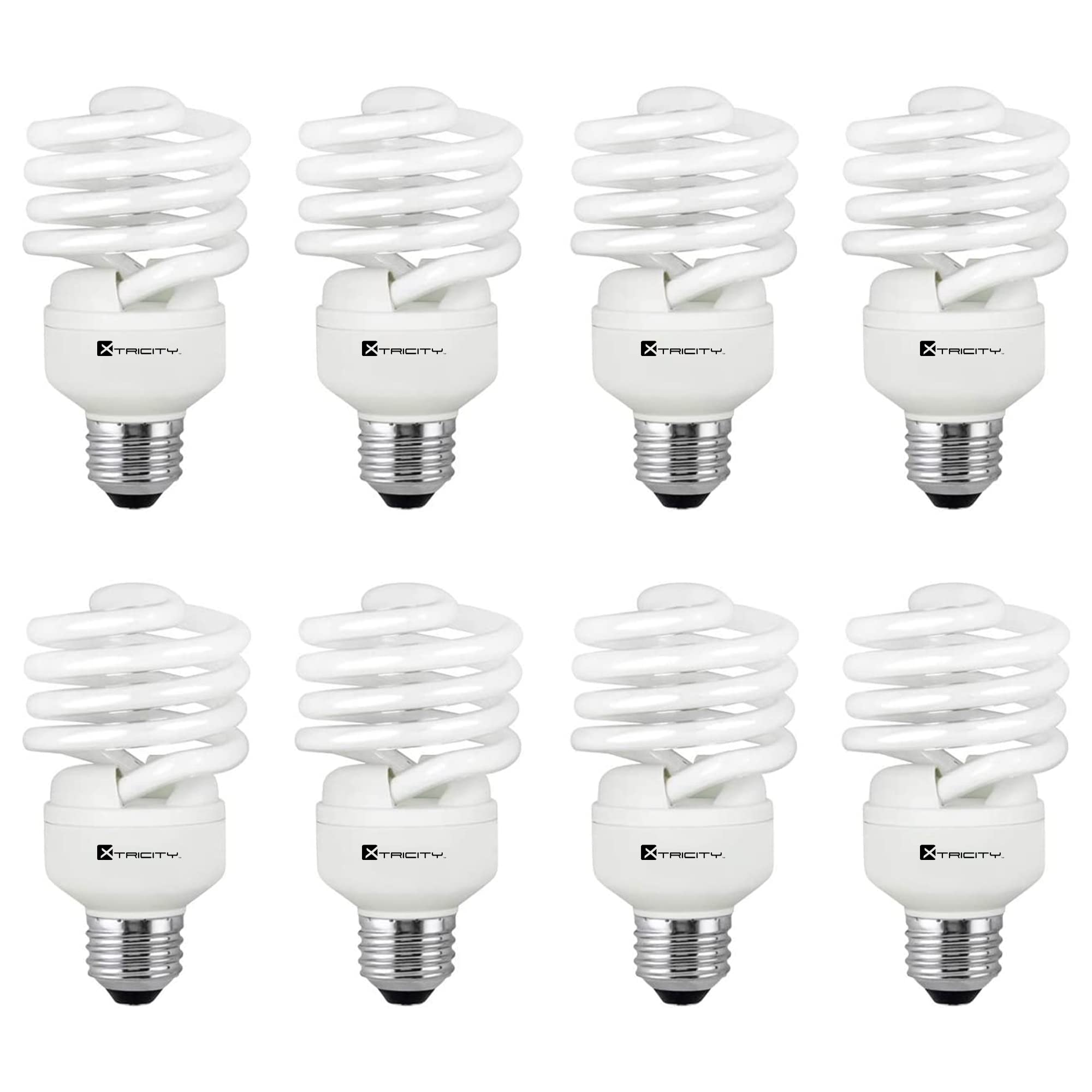 Xtricity Compact Fluorescent Light Bulb T2 Spiral CFL, 5000k Daylight, 23W (100 Watt Equivalent), 1520 Lumens, E26 Medium Base, 120V, UL Listed (Pack of 8)