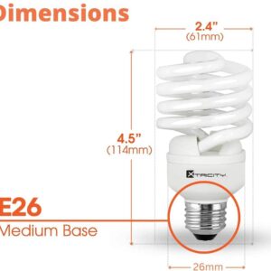 Xtricity Compact Fluorescent Light Bulb T2 Spiral CFL, 5000k Daylight, 23W (100 Watt Equivalent), 1520 Lumens, E26 Medium Base, 120V, UL Listed (Pack of 8)