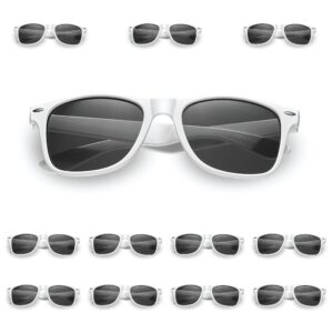 thegag white sunglasses bulk wedding party - pack of 12 premium quality sturdy frames-lenses sunglasses fit adults fun wedding bachelorette party favors for men women