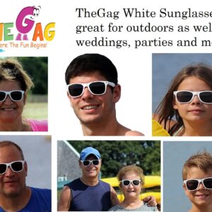 TheGag White Sunglasses Bulk Wedding Party - Pack of 12 Premium Quality Sturdy Frames-Lenses Sunglasses Fit Adults Fun Wedding Bachelorette Party Favors for Men Women