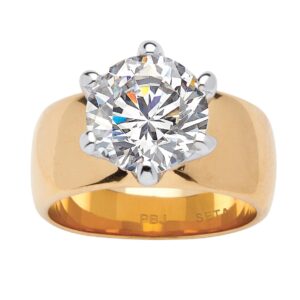 palmbeach gold-plated, rose gold-plated or silvertone round cubic zirconia solitaire engagement ring size 7