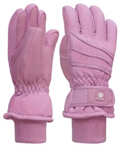 n'ice caps kids waterproof winter thinsulate warm gloves (3-4 years, light pink)