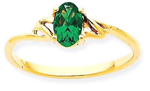 IceCarats 10K Yellow Gold Green Emerald Ring Gemstone Band May Birthstone Jewelry Size 7