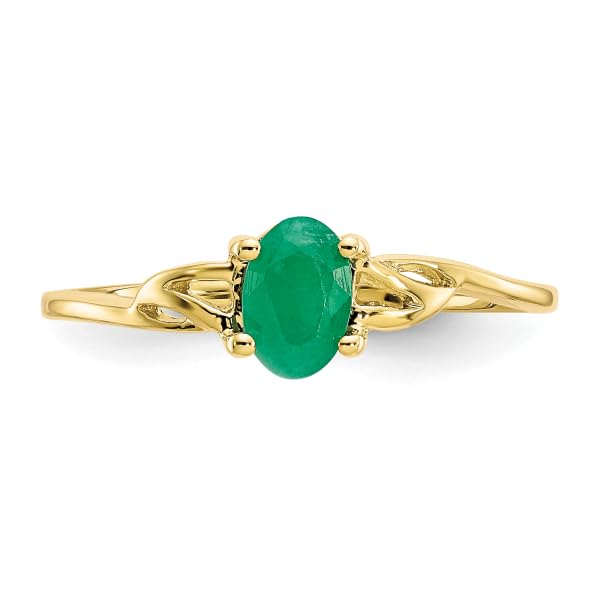 IceCarats 10K Yellow Gold Green Emerald Ring Gemstone Band May Birthstone Jewelry Size 7