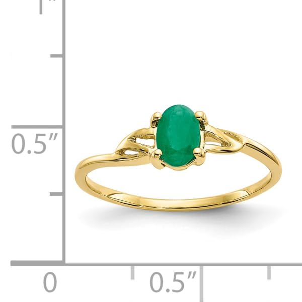 IceCarats 10K Yellow Gold Green Emerald Ring Gemstone Band May Birthstone Jewelry Size 7