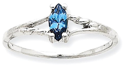 IceCarats 10K White Gold Blue Topaz Ring Gemstone Band December Birthstone Jewelry Size 6